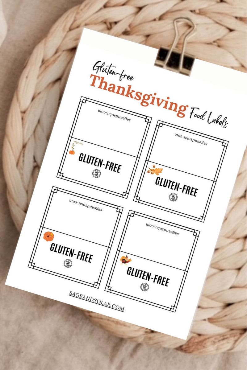 Free Printable Thanksgiving Gluten-Free Food Labels - Sage & Solar