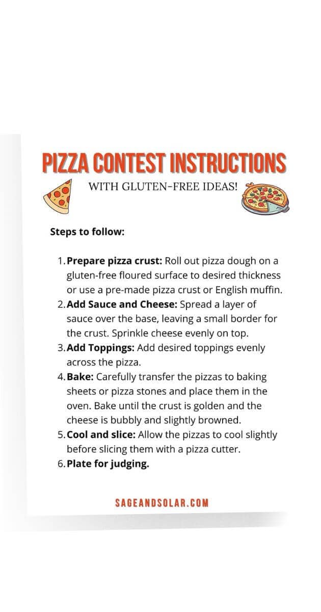 Printable Pizza Contest Instructions with Gluten-Free Ideas! - Sage & Solar