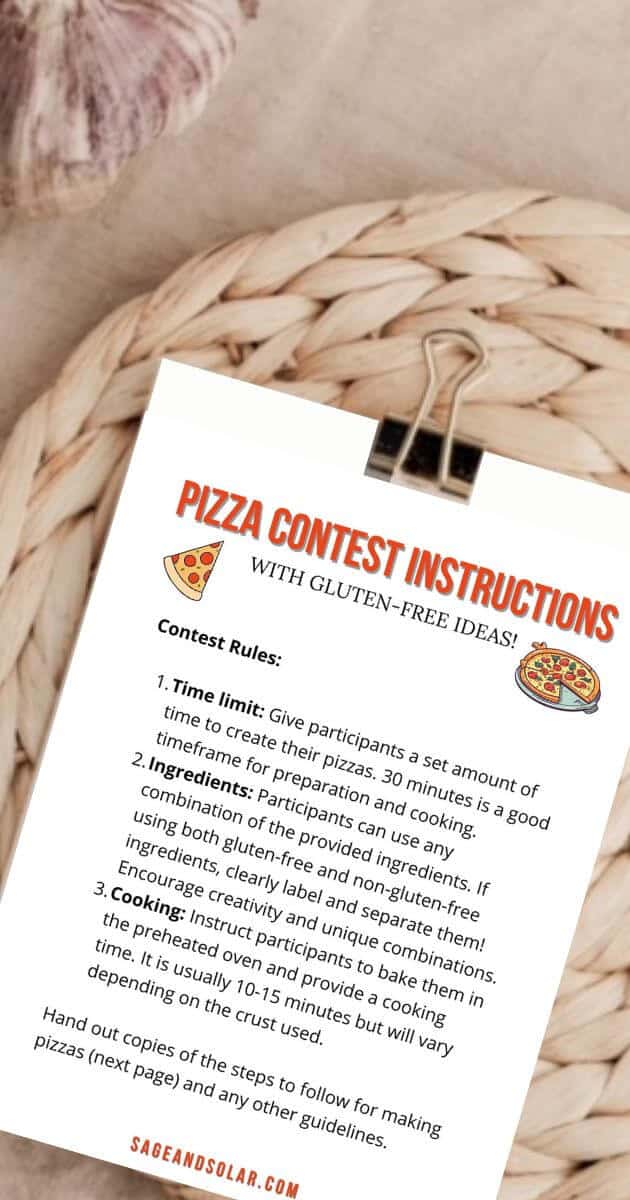 Printable Pizza Contest Instructions with Gluten-Free Ideas! - Sage & Solar